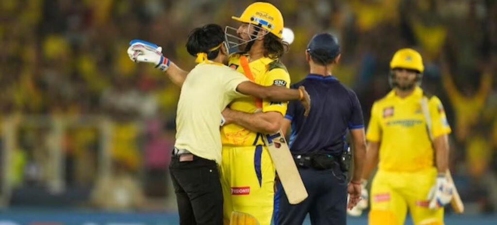 MS Dhoni Class Act! Protects Fan During GT vs CSK Match